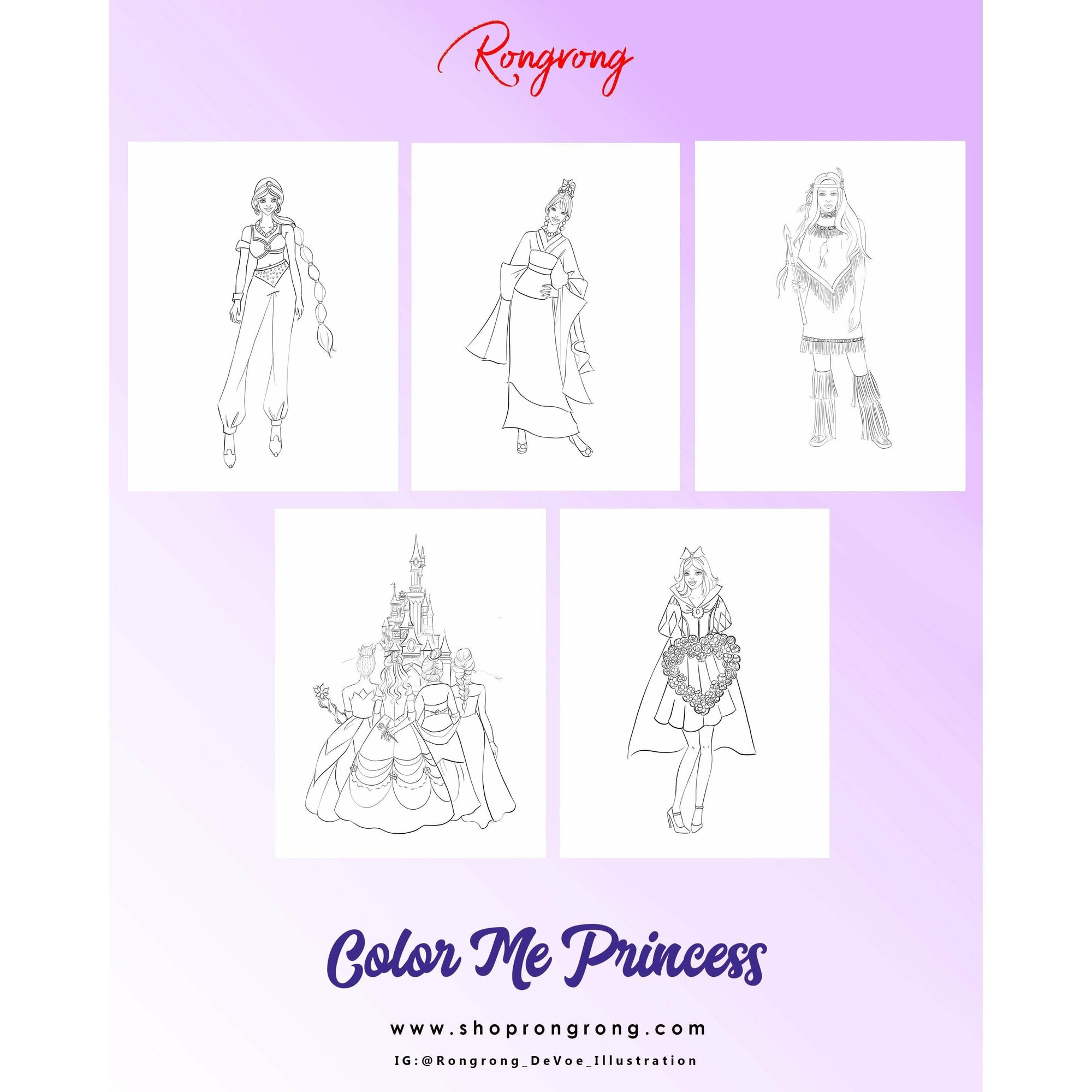 Princess Coloring Book -Download (Adult/Kids Coloring Book)